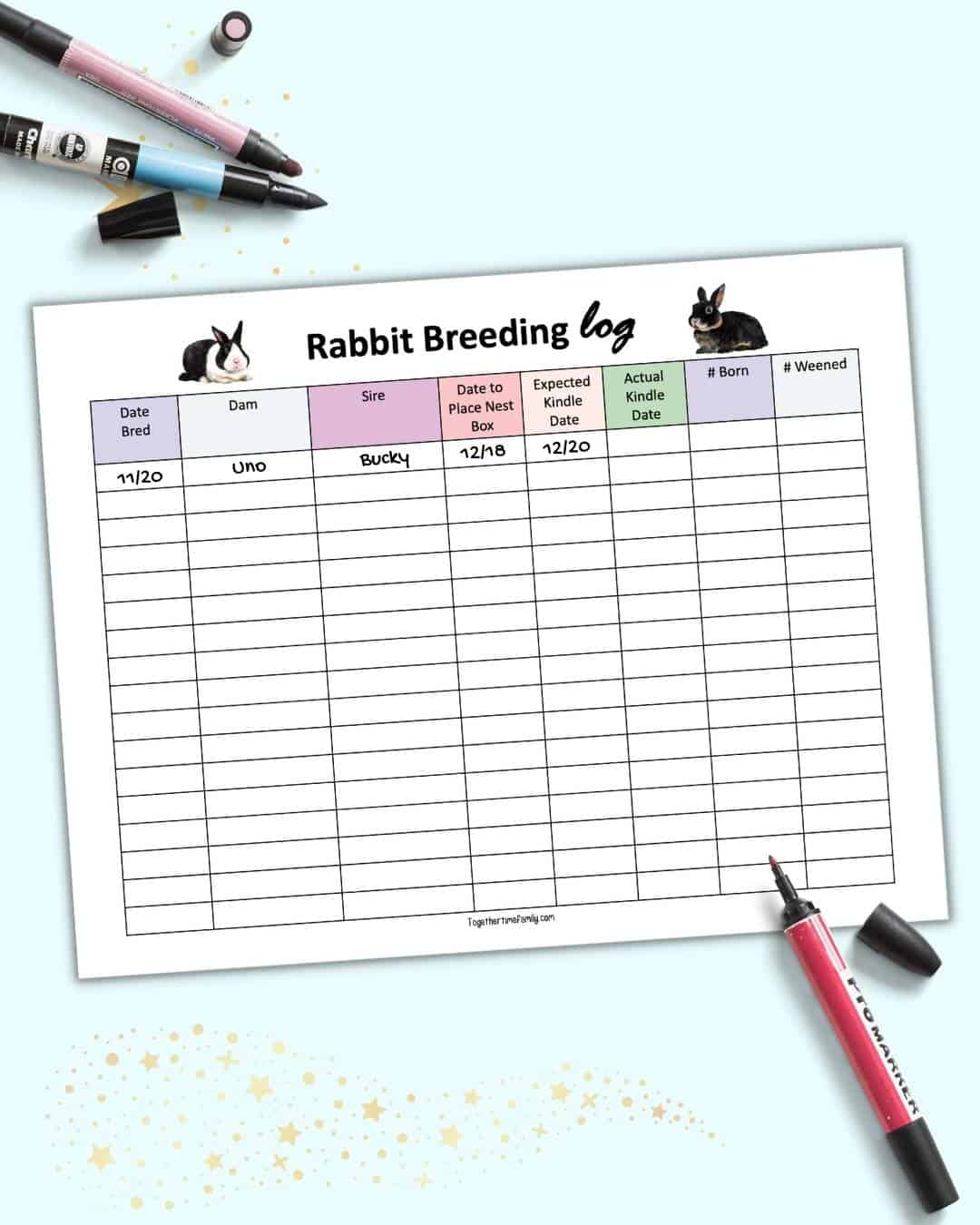Free Printable Rabbit Breeding Log - Together Time Family