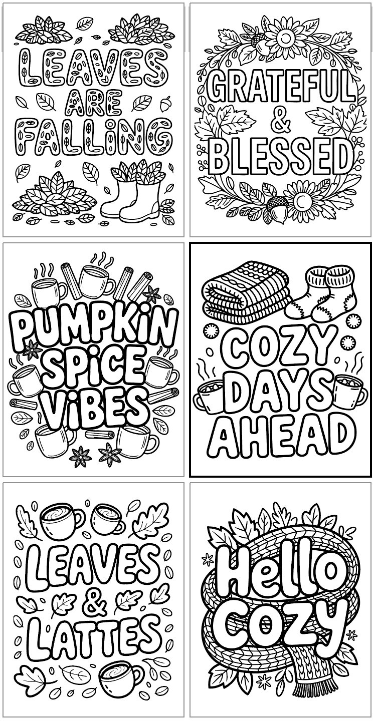 Cute Fall Quotes Coloring Pages - Together Time Family